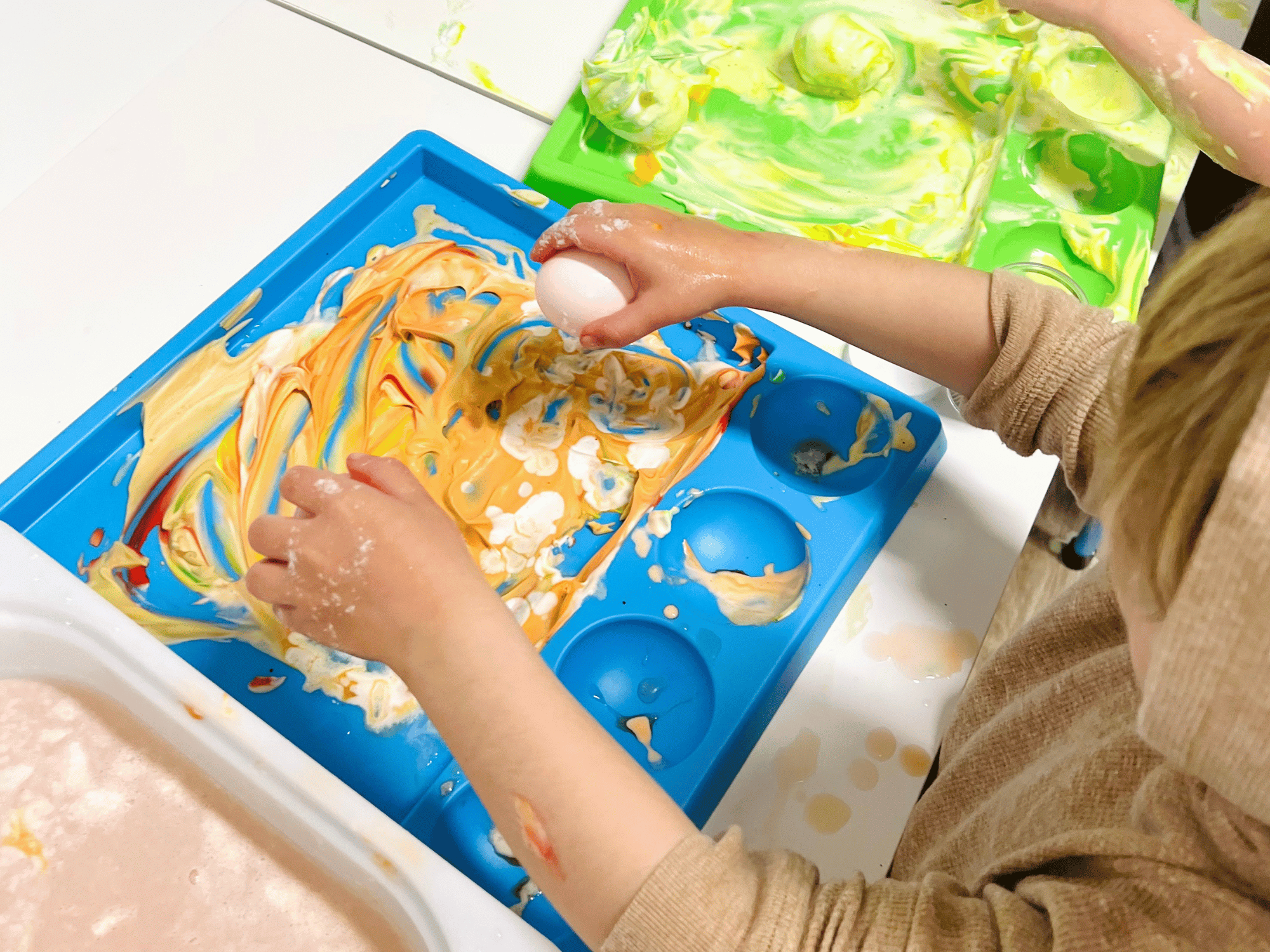 Dying Easter Eggs with Shaving Cream Fail or Success Preschool Packets