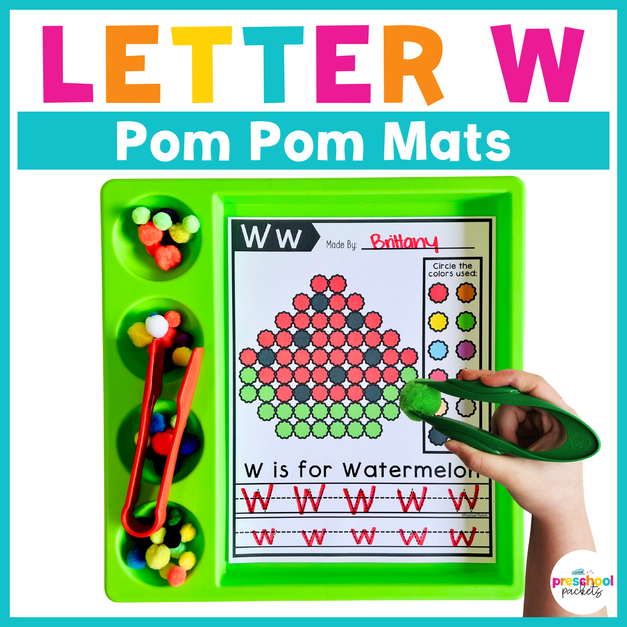 Preschool Pom Pom Fine Motor Mats – Letter W Activity Pack – Preschool ...
