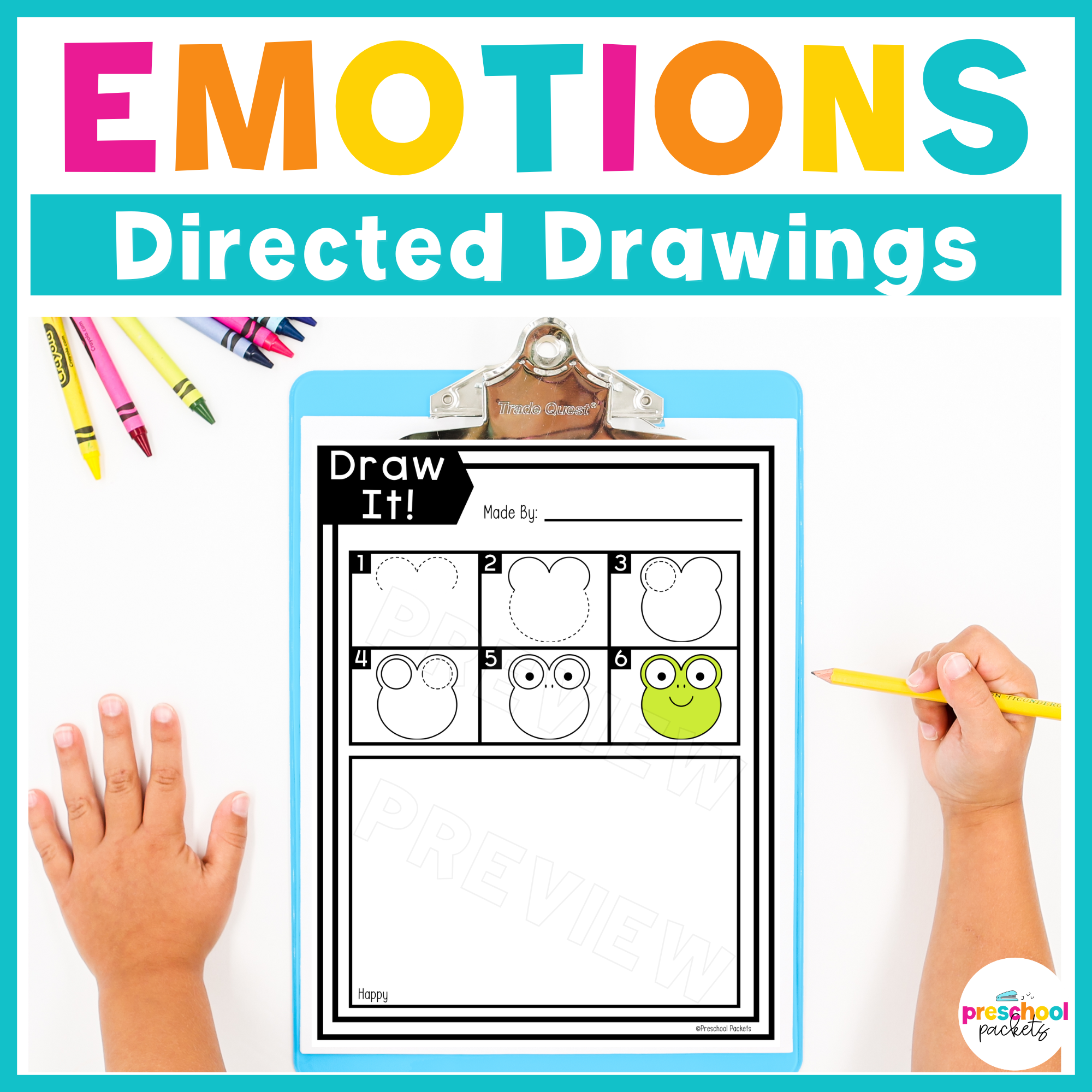 Feelings and Emotions Directed Drawings For Preschool, PreK and Kinder ...