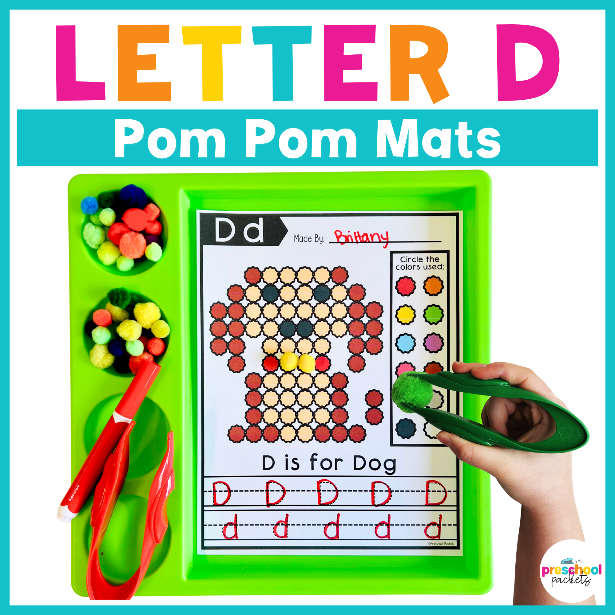 Preschool Pom Pom Fine Motor Mats – Letter D Activity Pack – Preschool ...