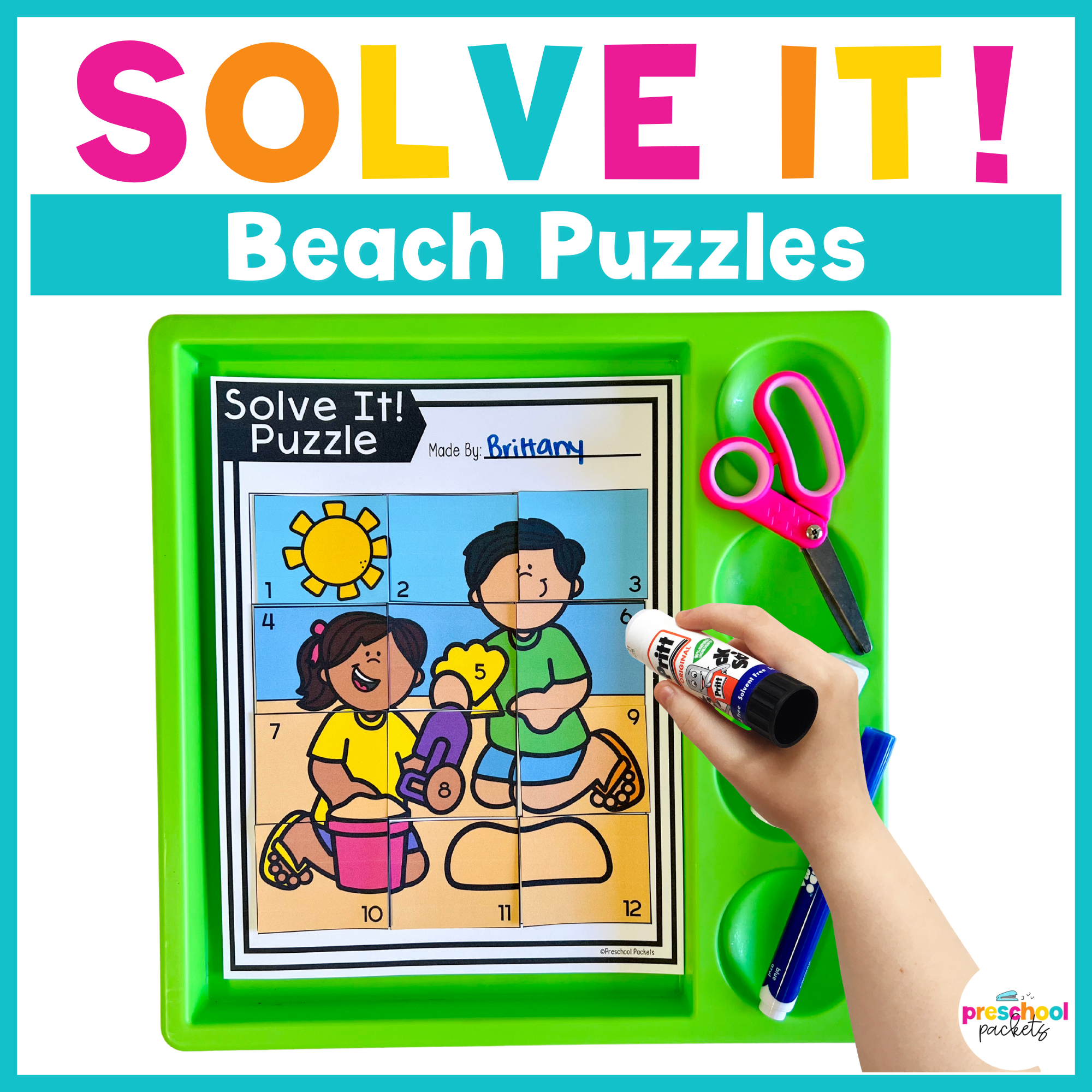 Beach Mixed Grid Puzzles For Preschool, PreK and Kindergarten ...