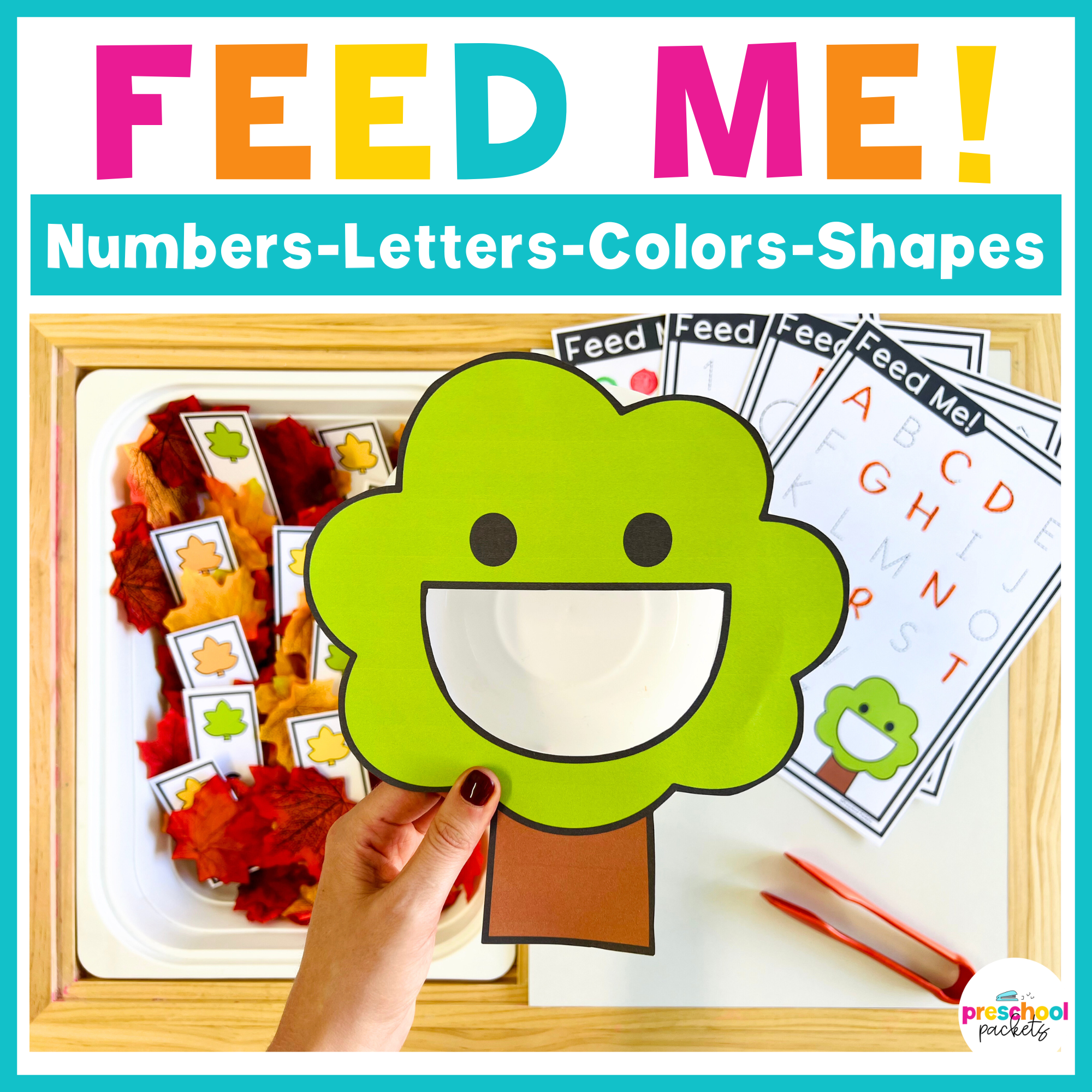 Fall Tree Feed Me Letters, Numbers, Shapes, and Colors centers for Pre ...