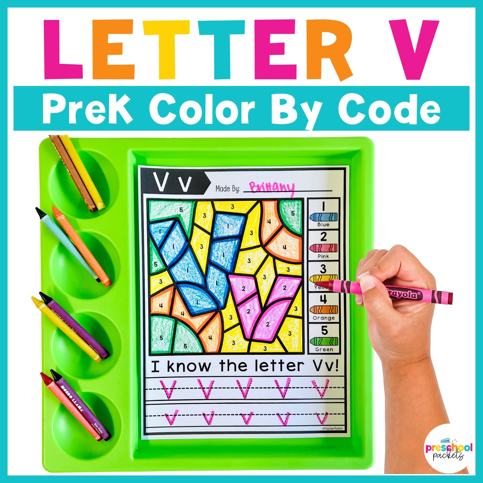 Alphabet Color By Code for Preschool - Letter V – Preschool Packets