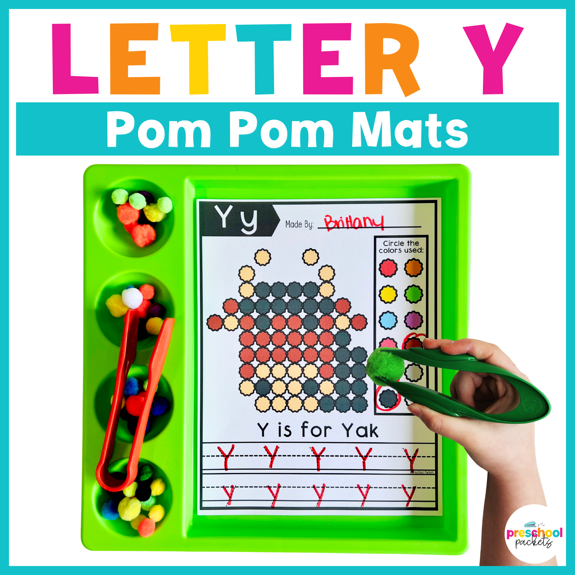 Preschool Pom Pom Fine Motor Mats – Letter Y Activity Pack – Preschool ...