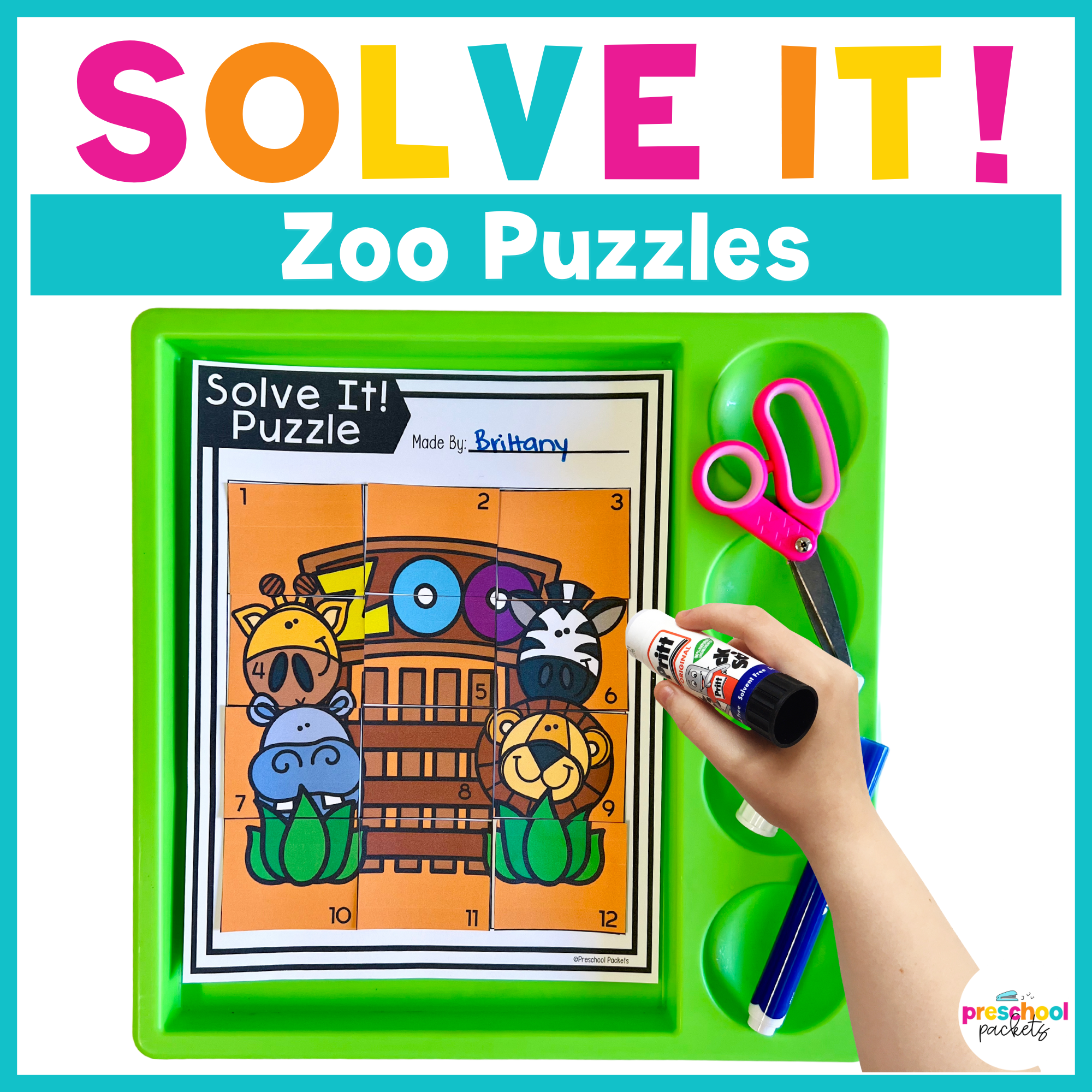 Zoo Mixed Grid Puzzles For Preschool, PreK and Kindergarten – Preschool ...