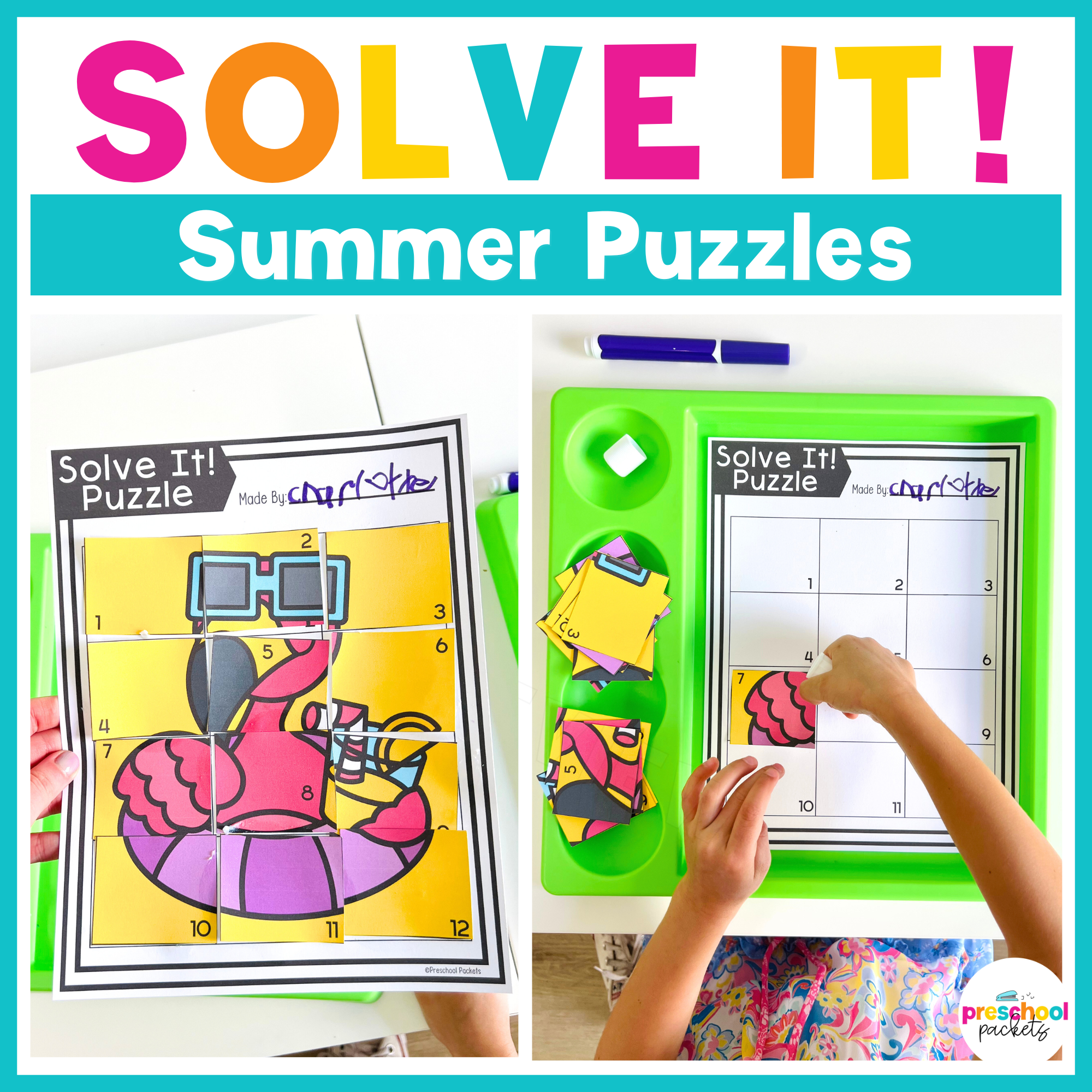 Summer Mixed Grid Puzzles For Preschool, PreK and Kindergarten ...