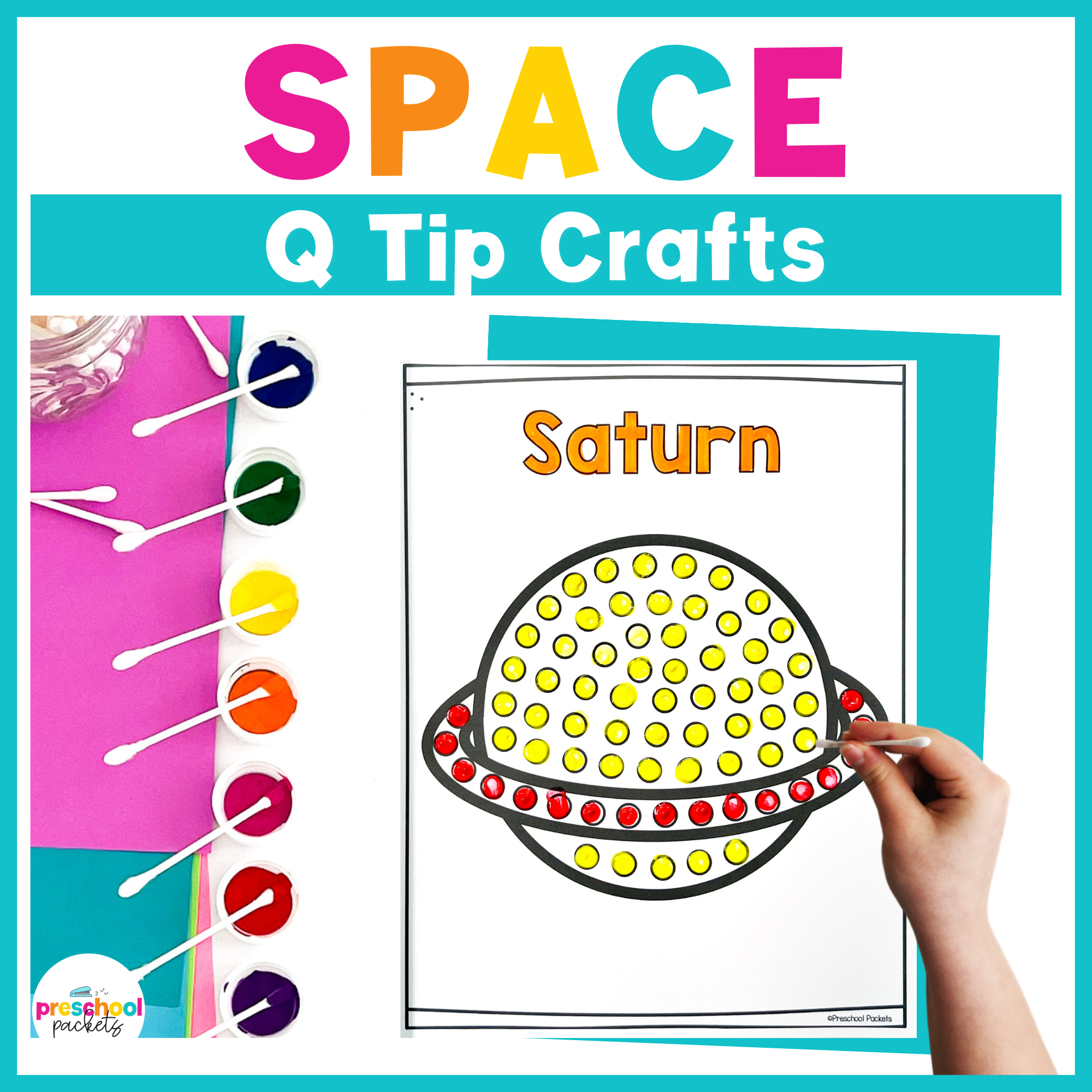 Space Themed Crafts Q Tip Painting Fine Motor Activity – Preschool Packets