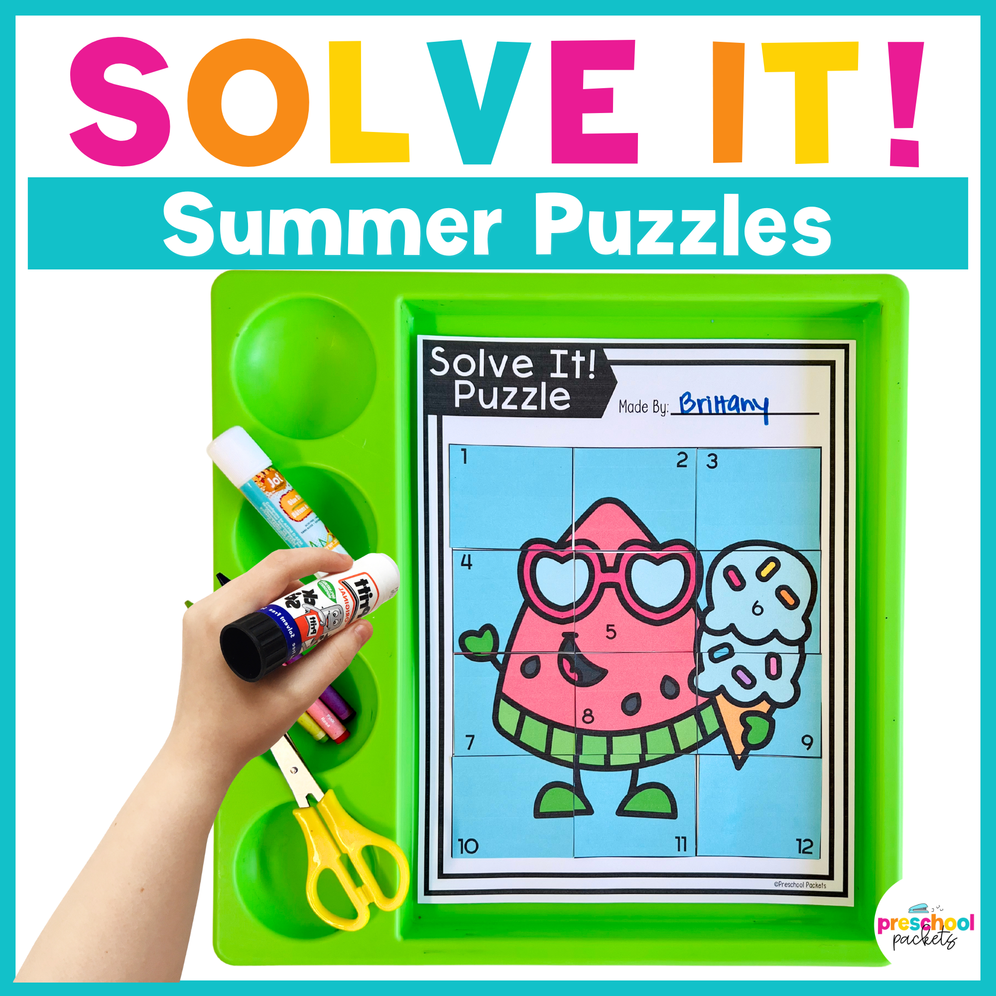 Summer Mixed Grid Puzzles For Preschool, PreK and Kindergarten ...