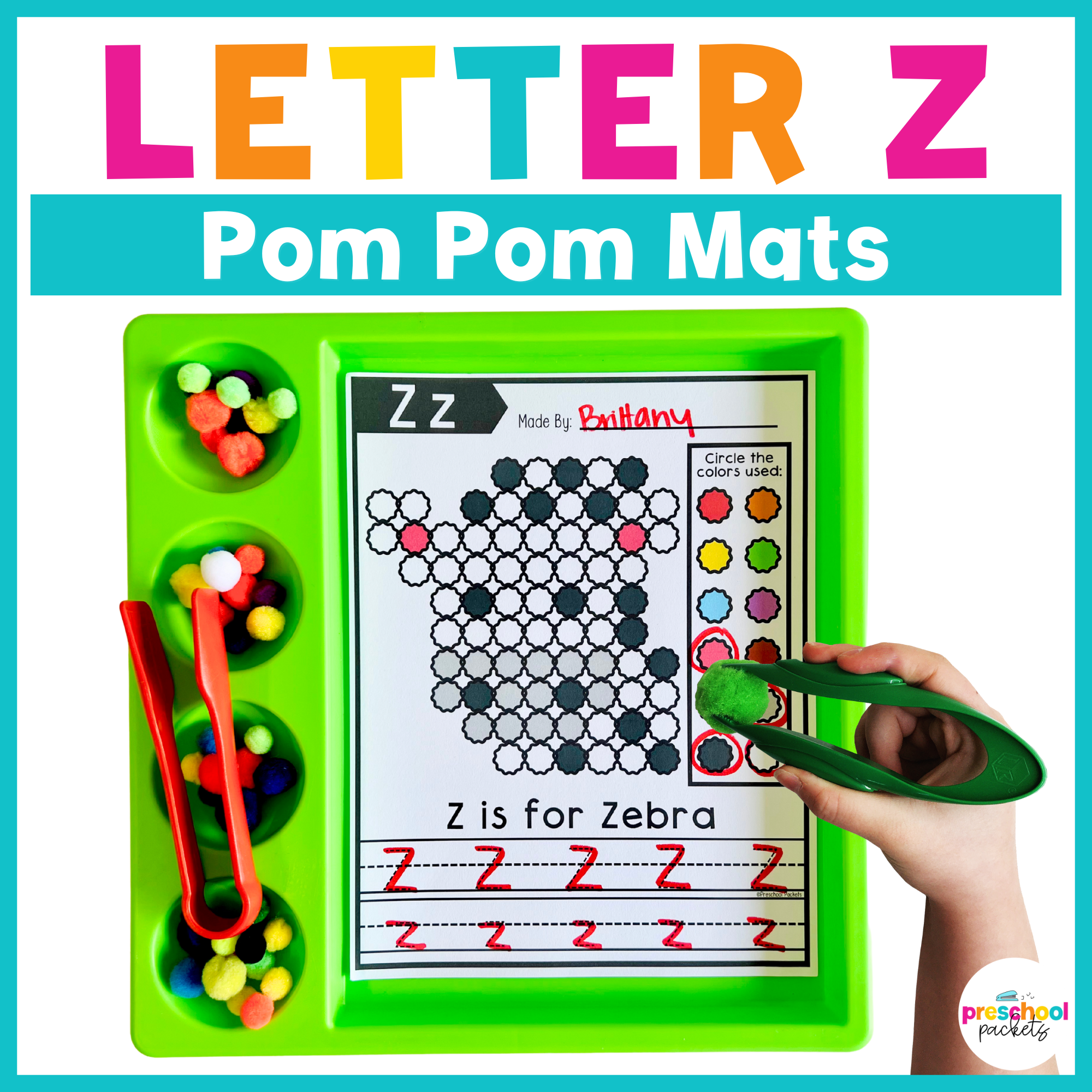 Preschool Pom Pom Fine Motor Mats – Letter Z Activity Pack – Preschool ...