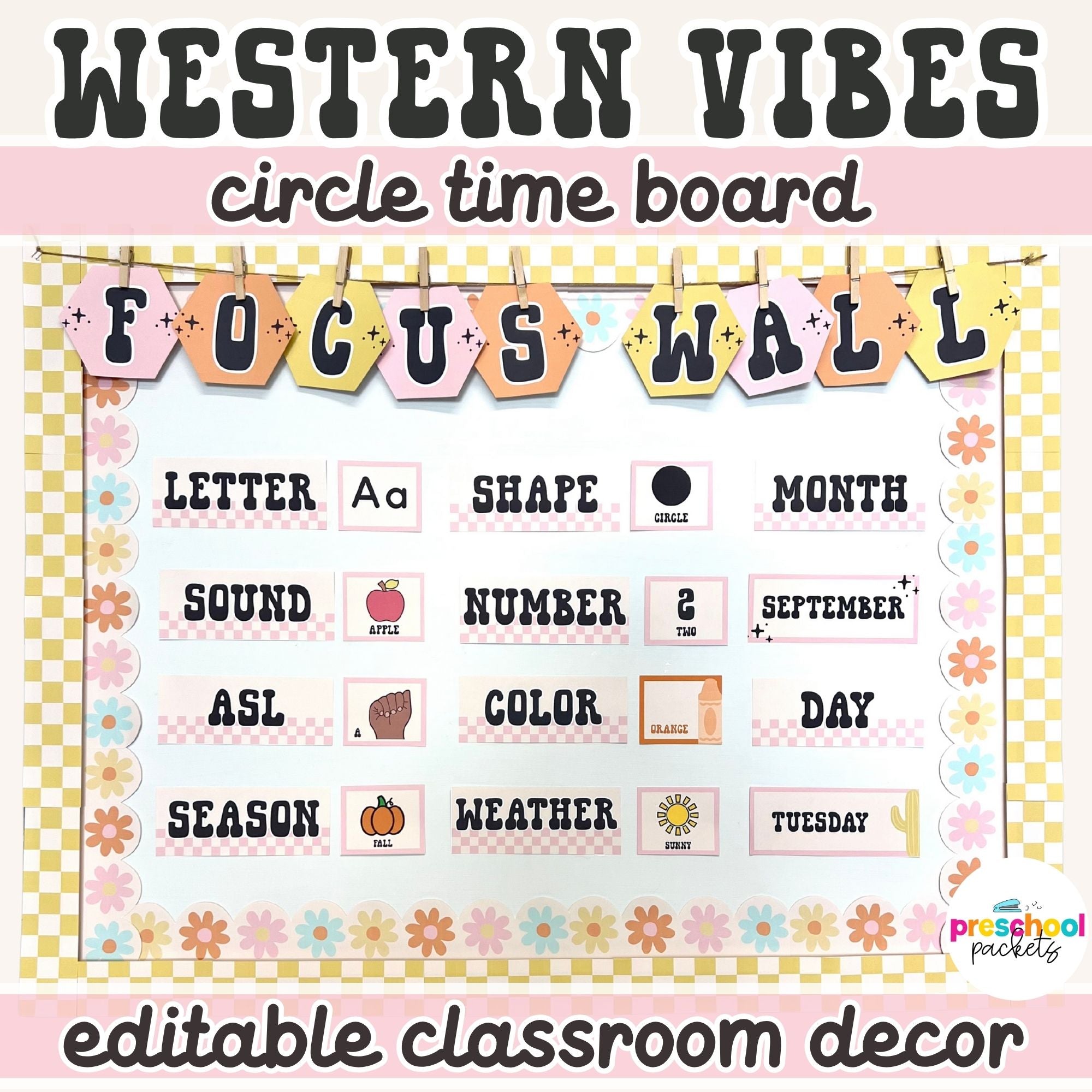 Editable Focus Wall for Preschool- Retro Vibes Classroom Decor ...