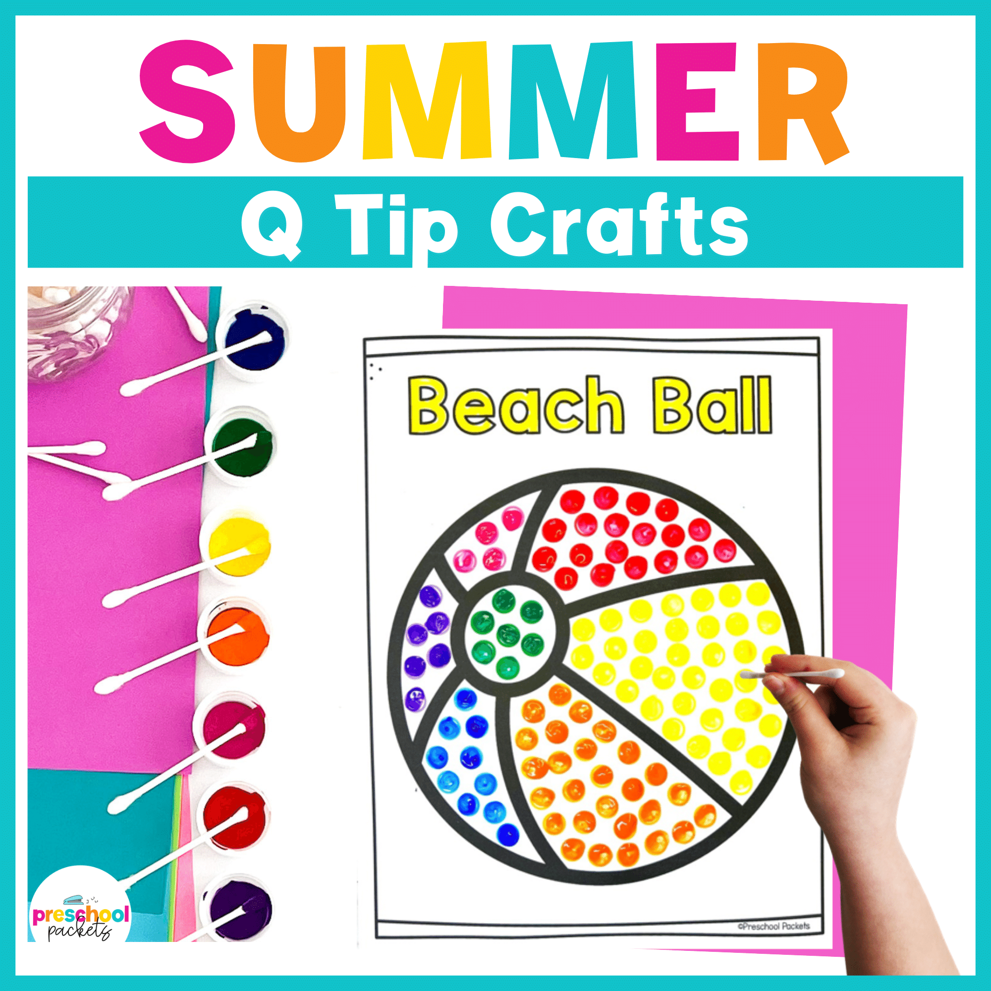 Summer Crafts Q Tip Painting Fine Motor Activity – Preschool Packets