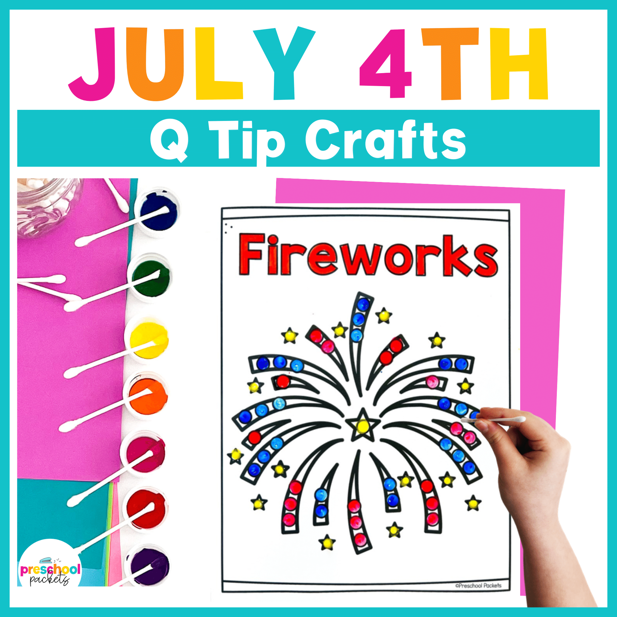 July 4th Crafts Q Tip Painting Fine Motor American Independence Day Ac ...