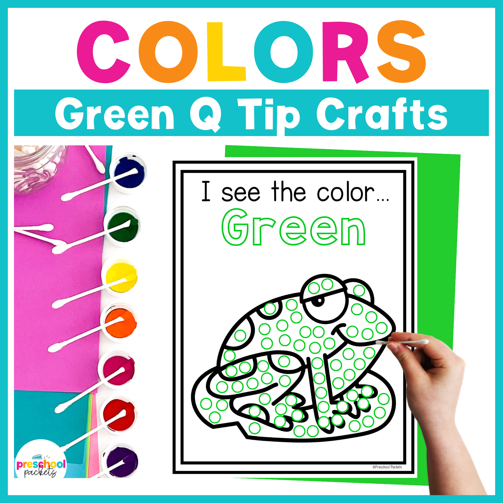 Preschool Colors Q Tip Crafts: Color Green – Preschool Packets