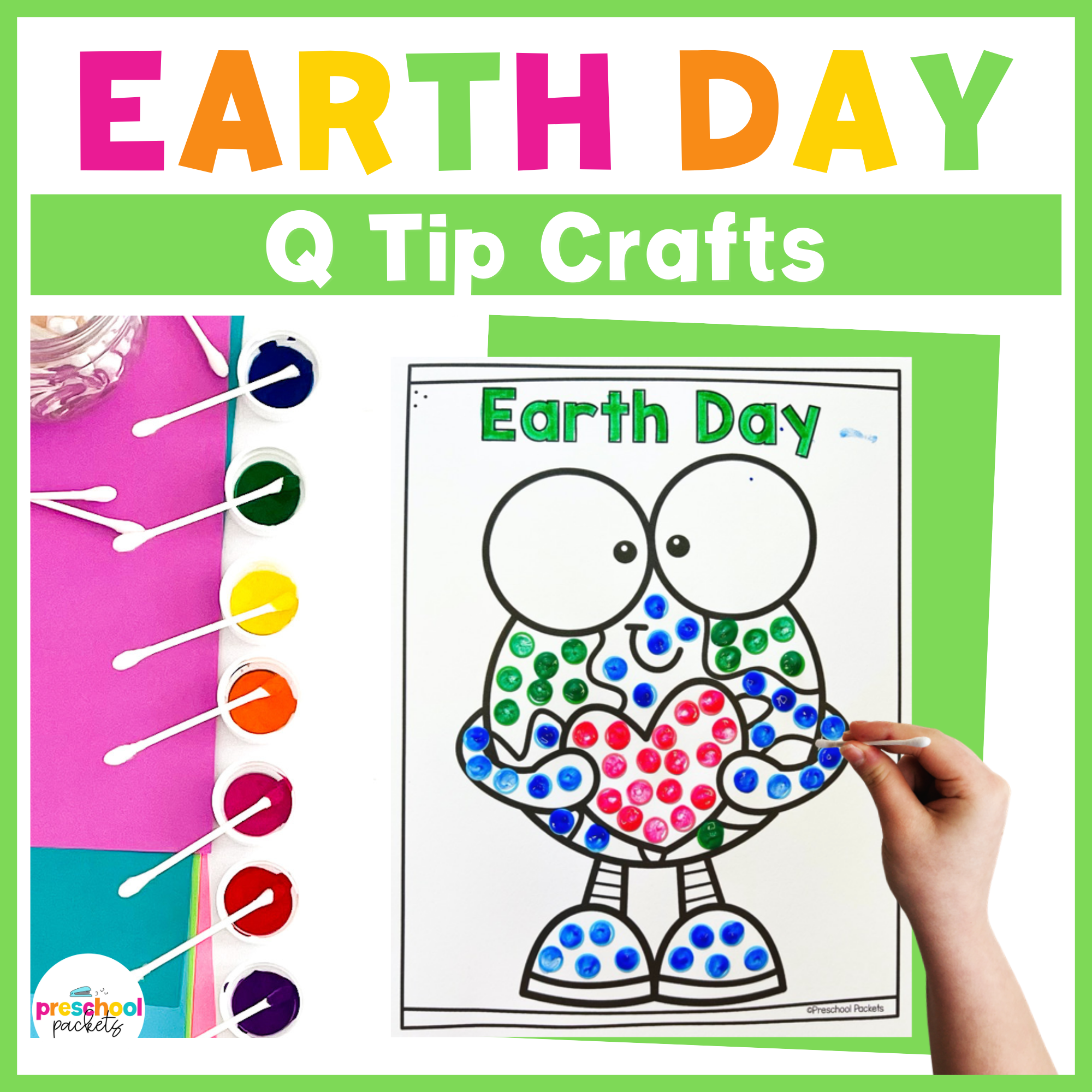 Earth Day Crafts Q Tip Painting Fine Motor Activity – Preschool Packets