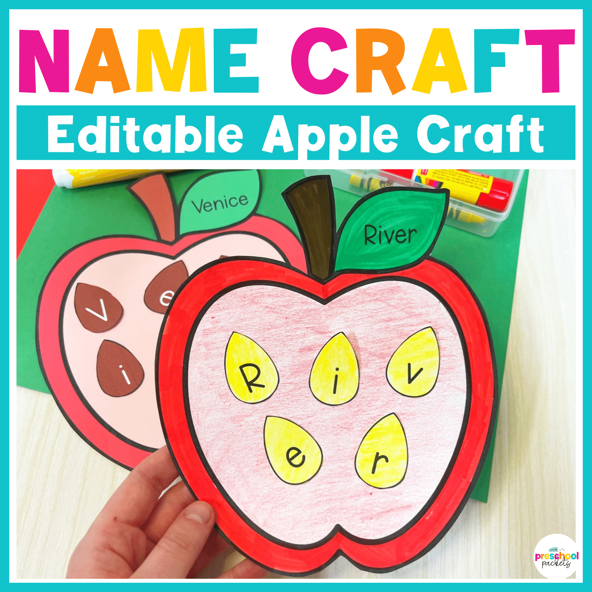 Editable Apple Name Craft Fall – Preschool Packets