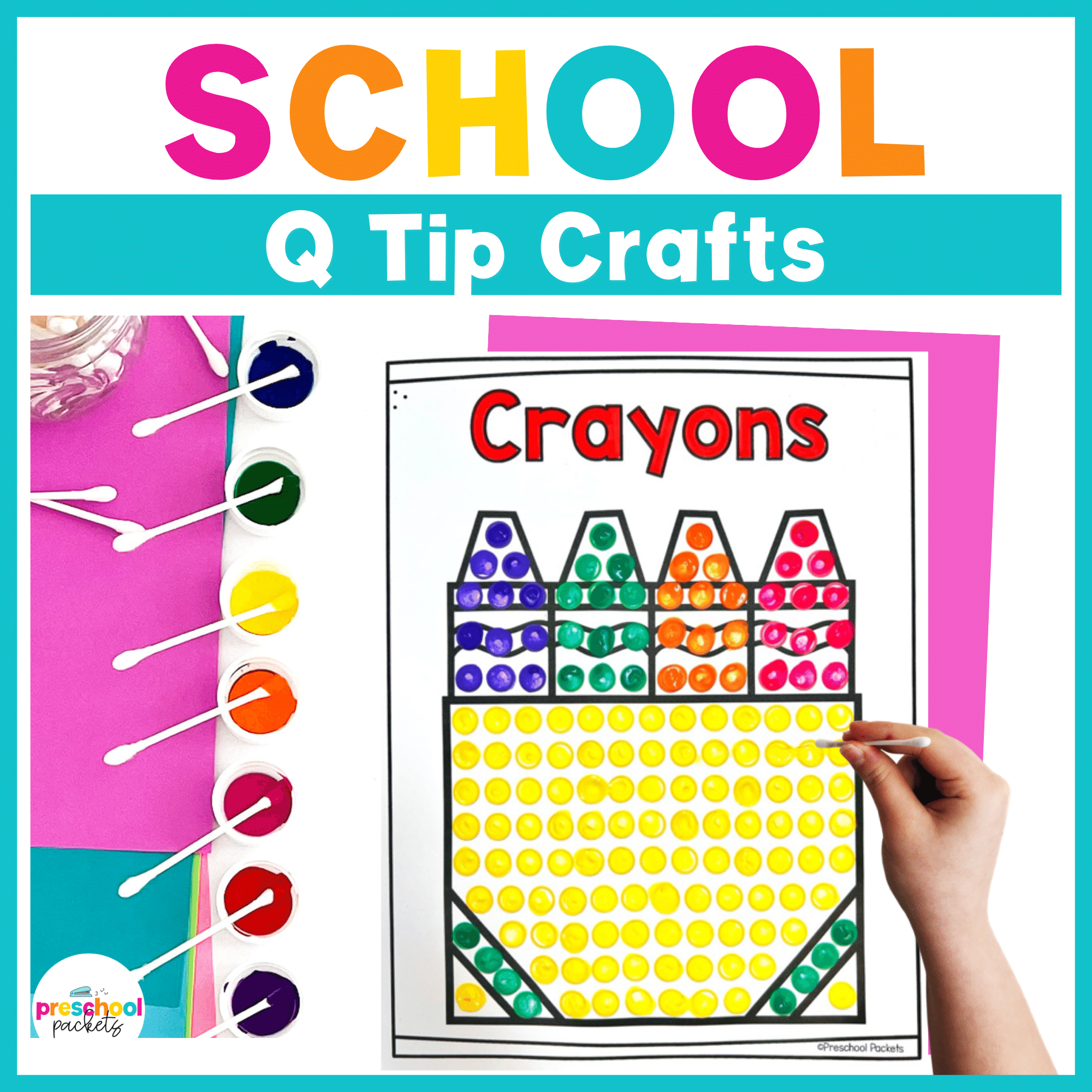 Back to School Crafts Q Tip Painting Fine Motor Activity – Preschool ...