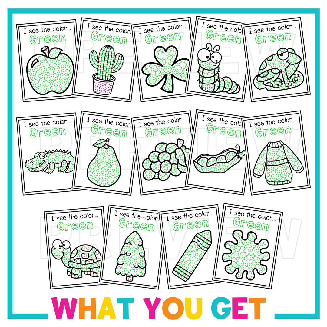 Preschool Colors Q Tip Crafts: Color Green – Preschool Packets