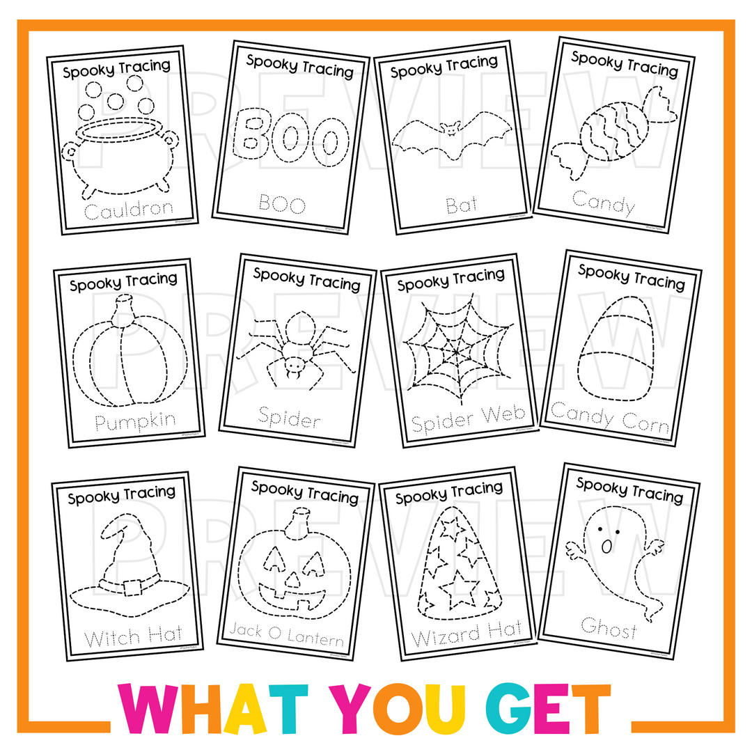 Halloween Tracing Worksheets For Preschool, PreK and Kindergarten ...