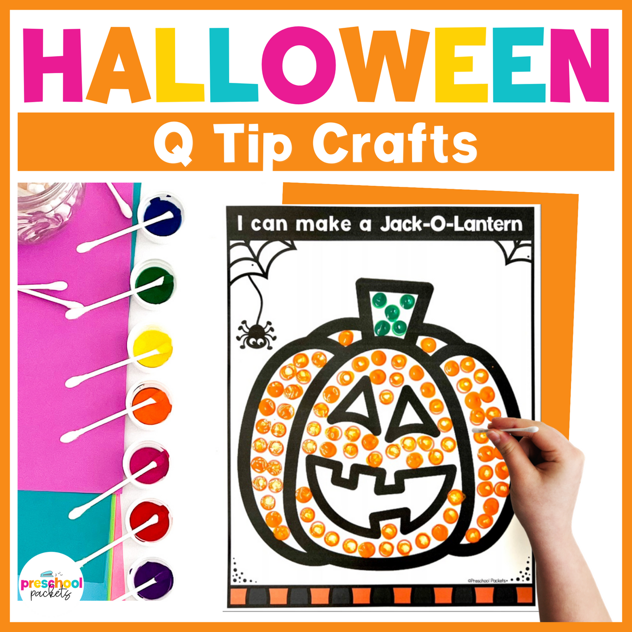 Halloween Crafts Q Tip Painting Fine Motor Activity – Preschool Packets