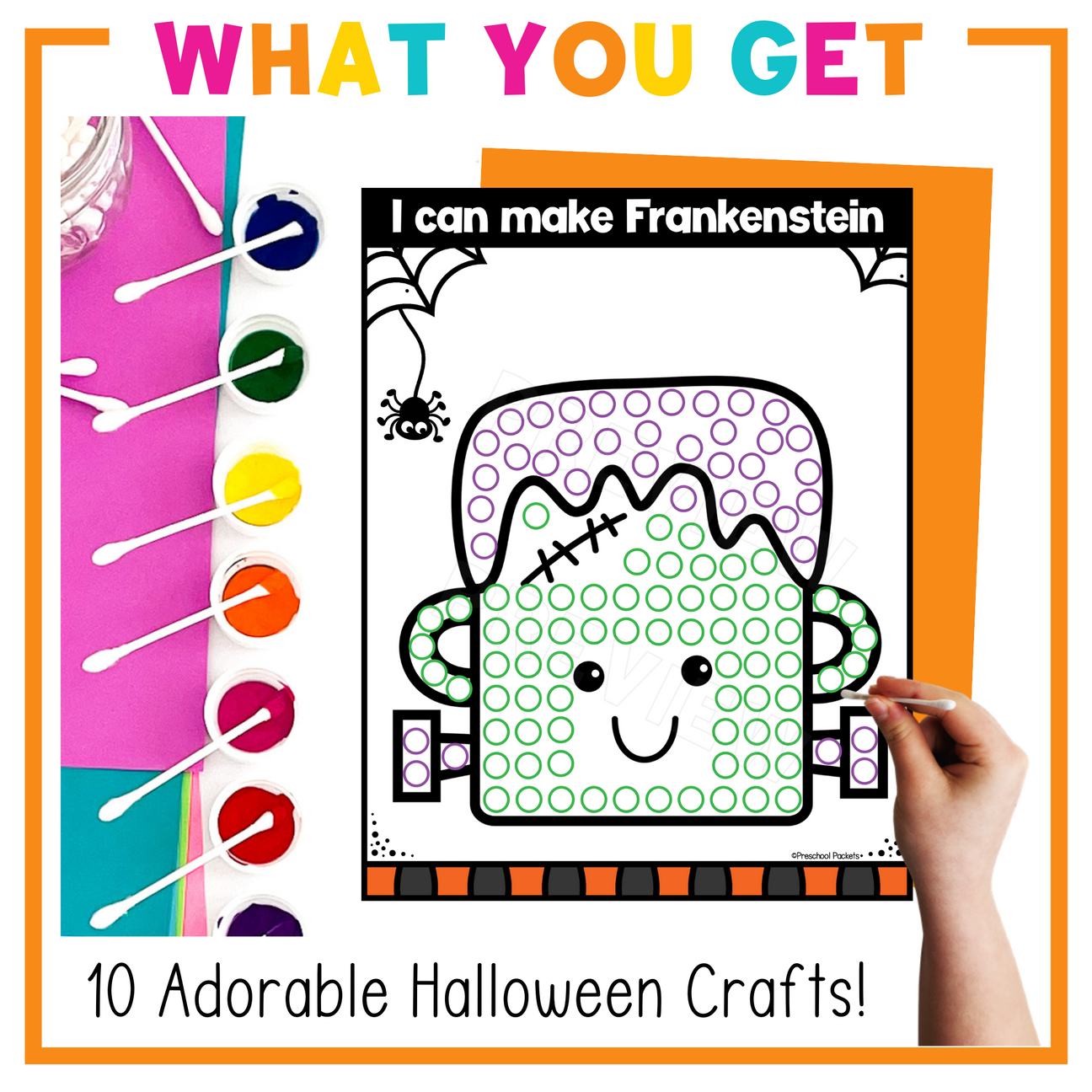 Halloween Crafts Q Tip Painting Fine Motor Activity – Preschool Packets