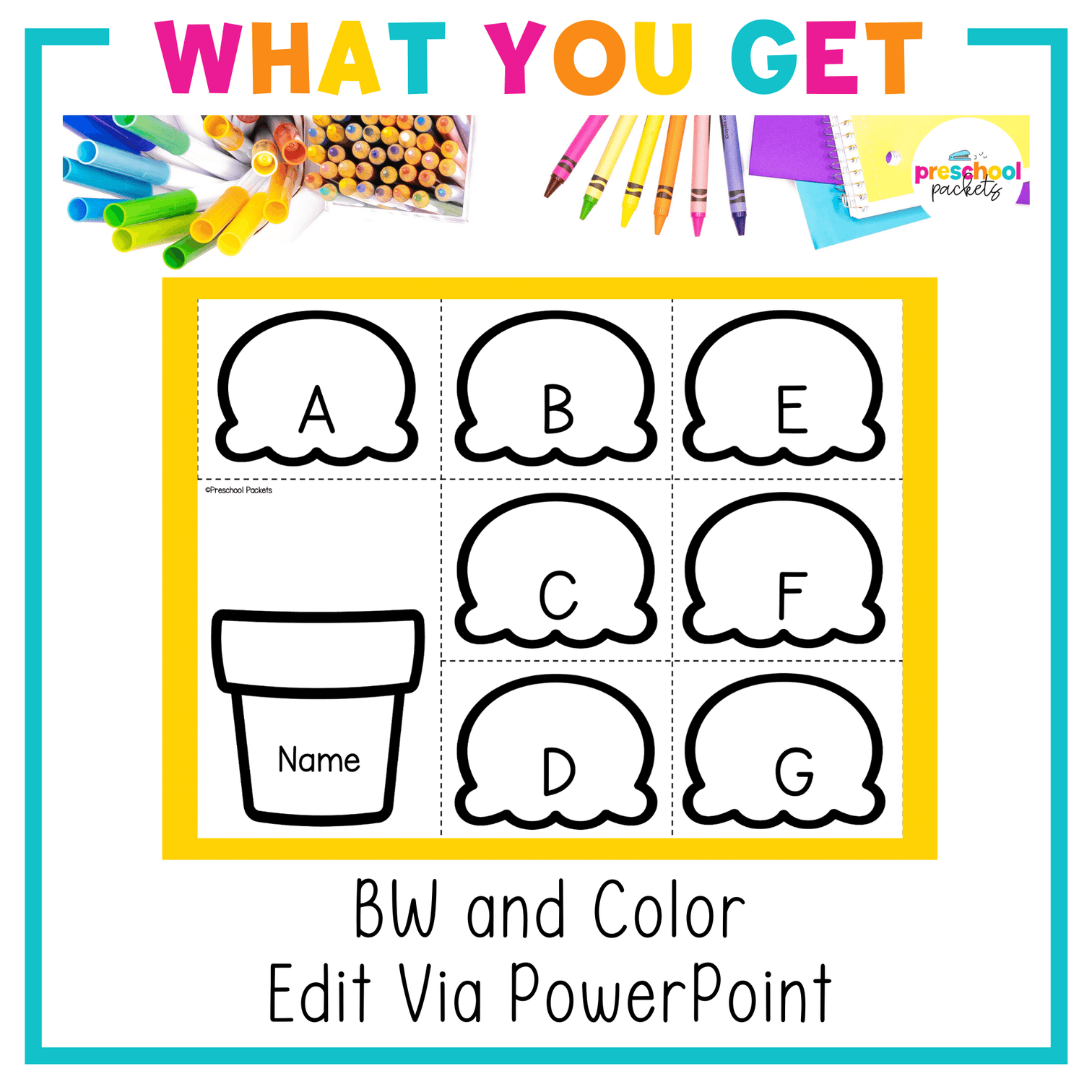 Editable Ice Cream Name Craft – Preschool Packets