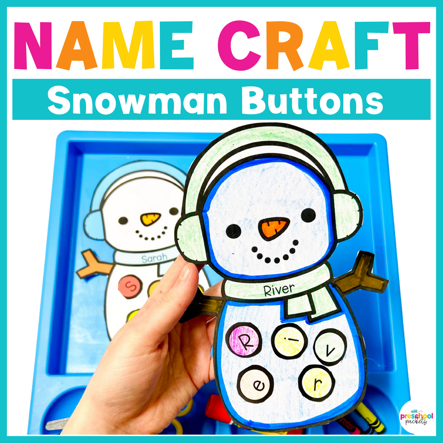 Snowman Buttons Name Craft Editable Winter Craft – Preschool Packets