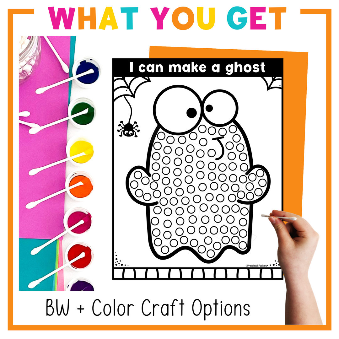 Halloween Crafts Q Tip Painting Fine Motor Activity – Preschool Packets