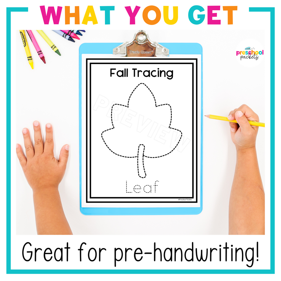 Fall Tracing Worksheets For Preschool, PreK and Kindergarten ...