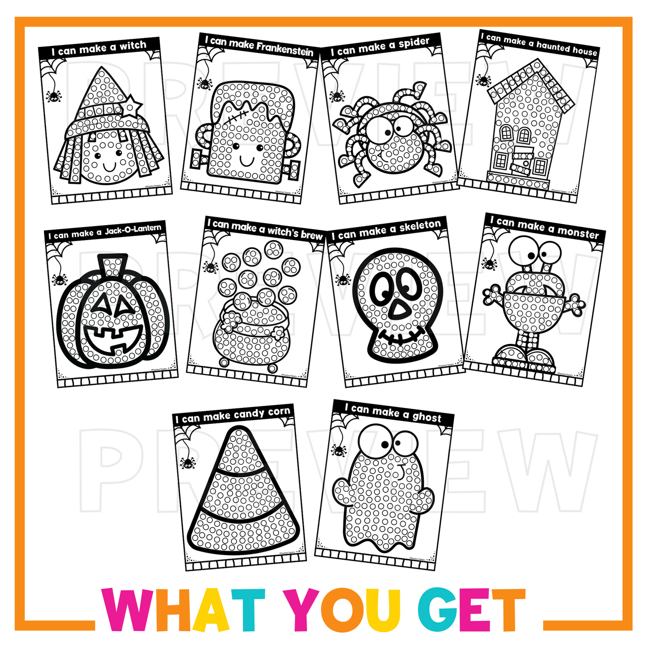 Halloween Crafts Q Tip Painting Fine Motor Activity – Preschool Packets