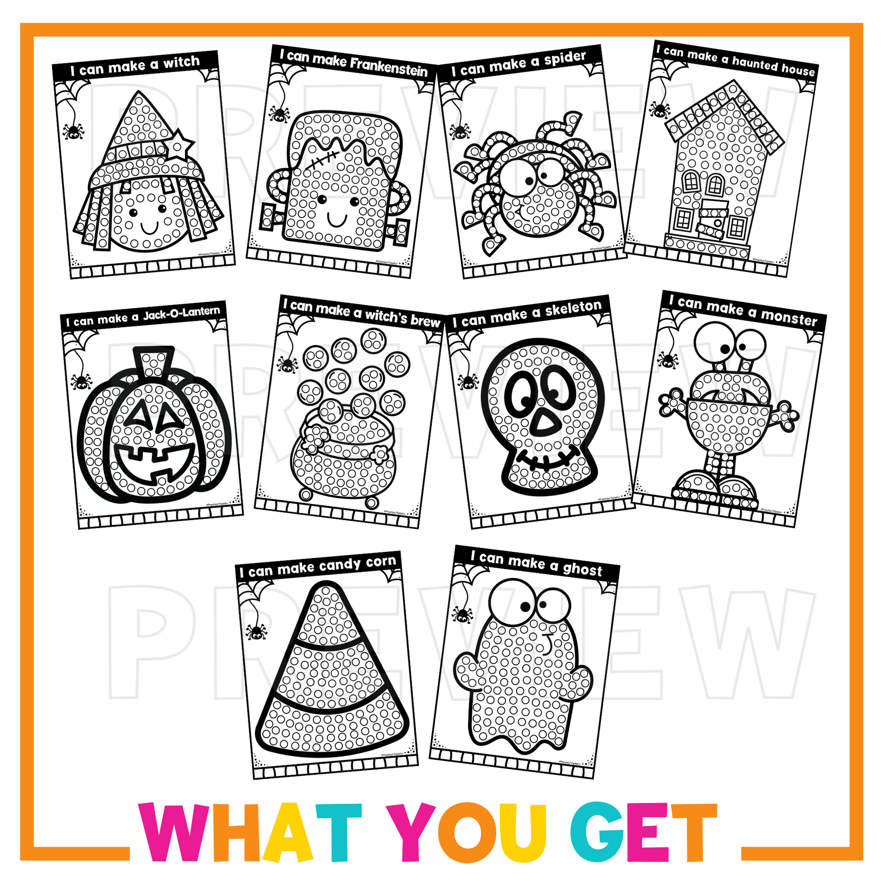 Halloween Crafts Q Tip Painting Fine Motor Activity – Preschool Packets