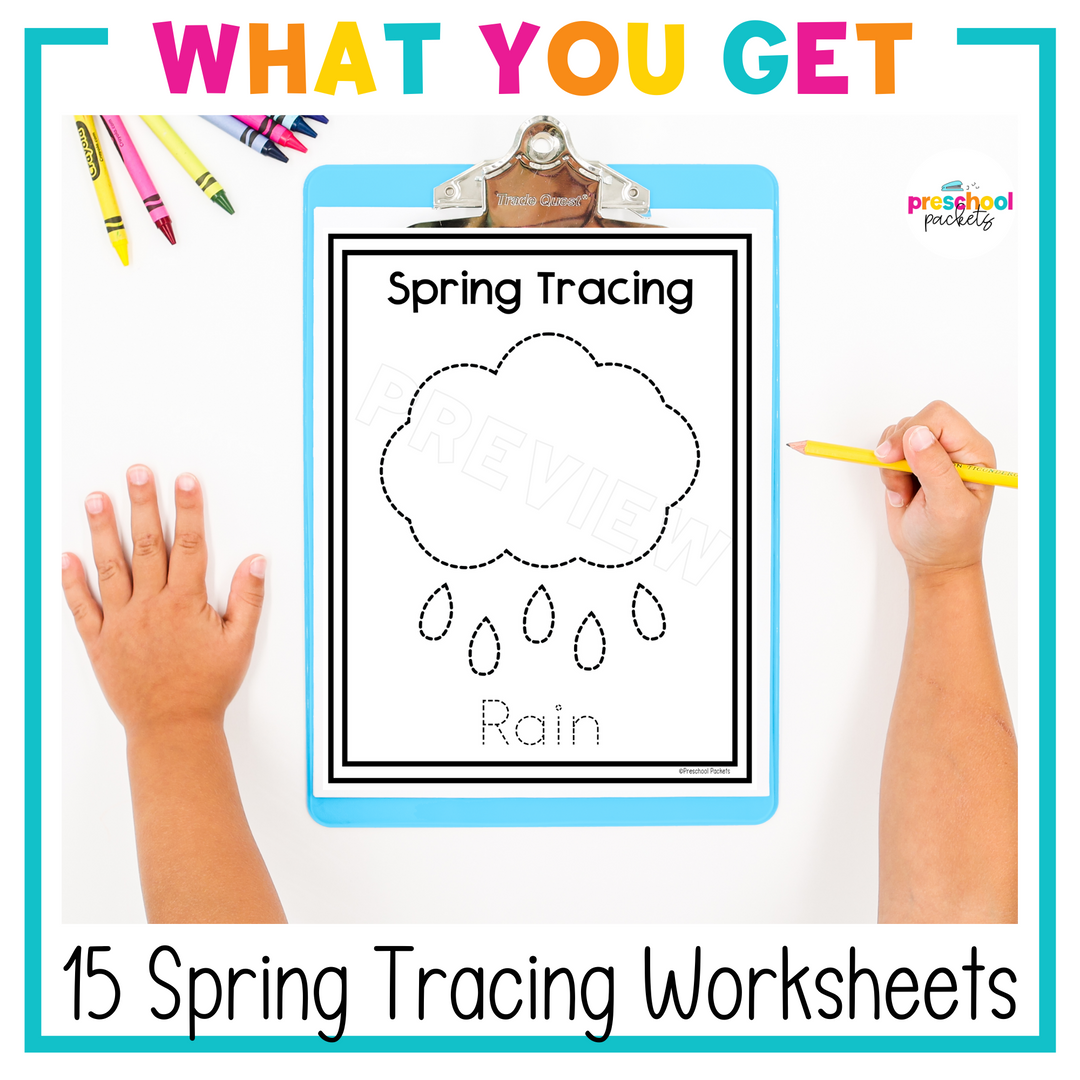 Spring Tracing Worksheets For Preschool, PreK and Kindergarten ...