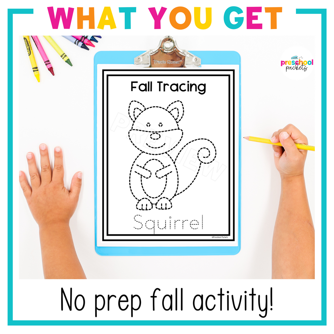 Fall Tracing Worksheets For Preschool, PreK and Kindergarten ...