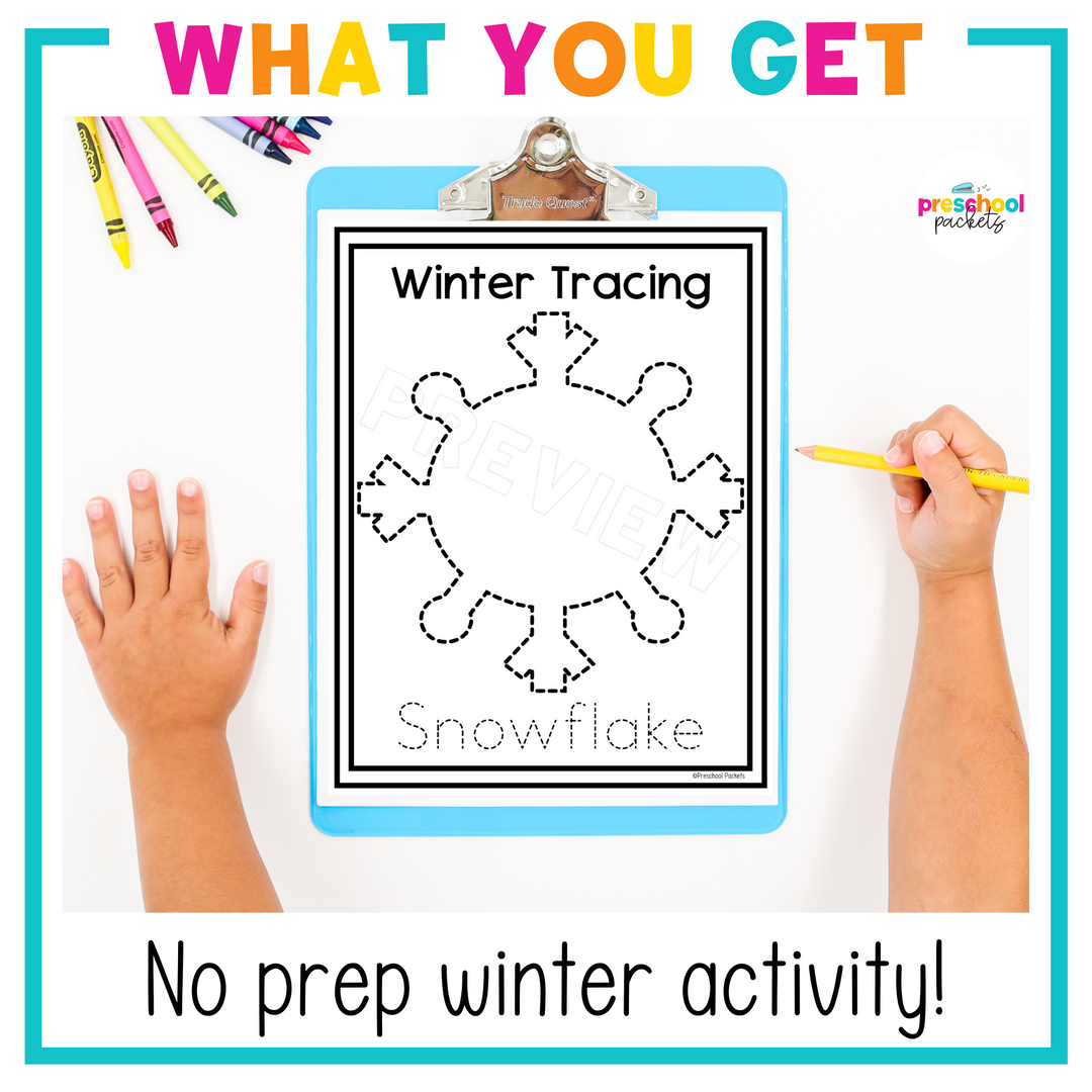 Winter Tracing Worksheets For Preschool, PreK and Kindergarten ...