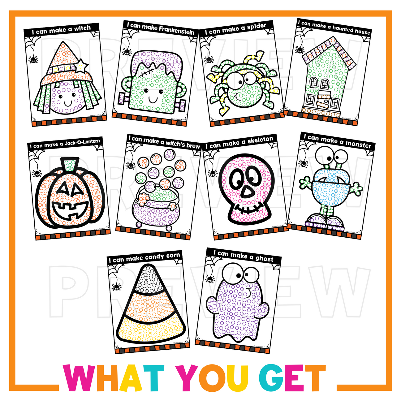 Halloween Crafts Q Tip Painting Fine Motor Activity – Preschool Packets