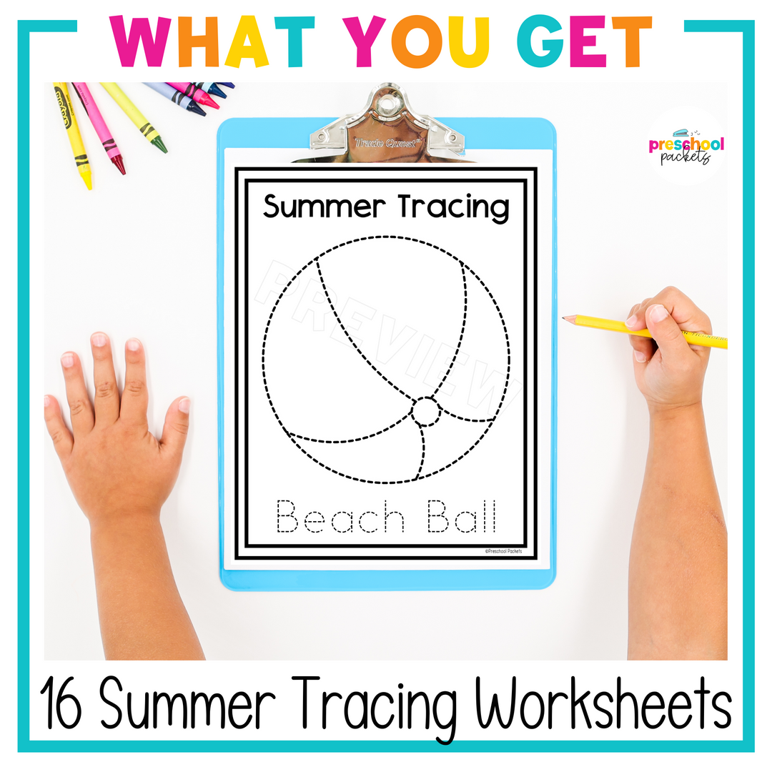 Summer Tracing Worksheets For Preschool, PreK and Kindergarten ...