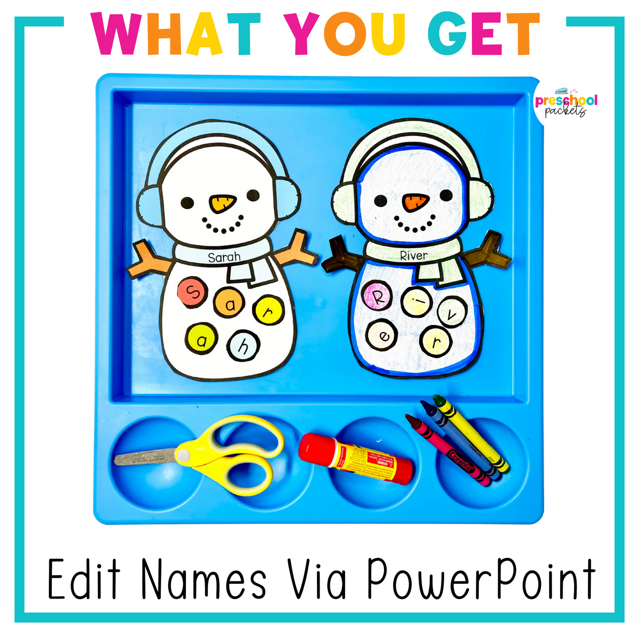 Snowman Buttons Name Craft Editable Winter Craft – Preschool Packets