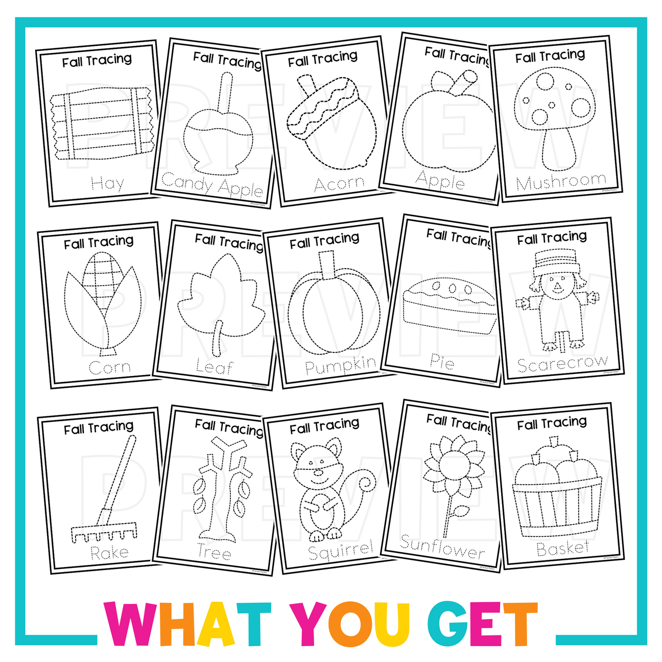 Fall Tracing Worksheets For Preschool, PreK and Kindergarten ...