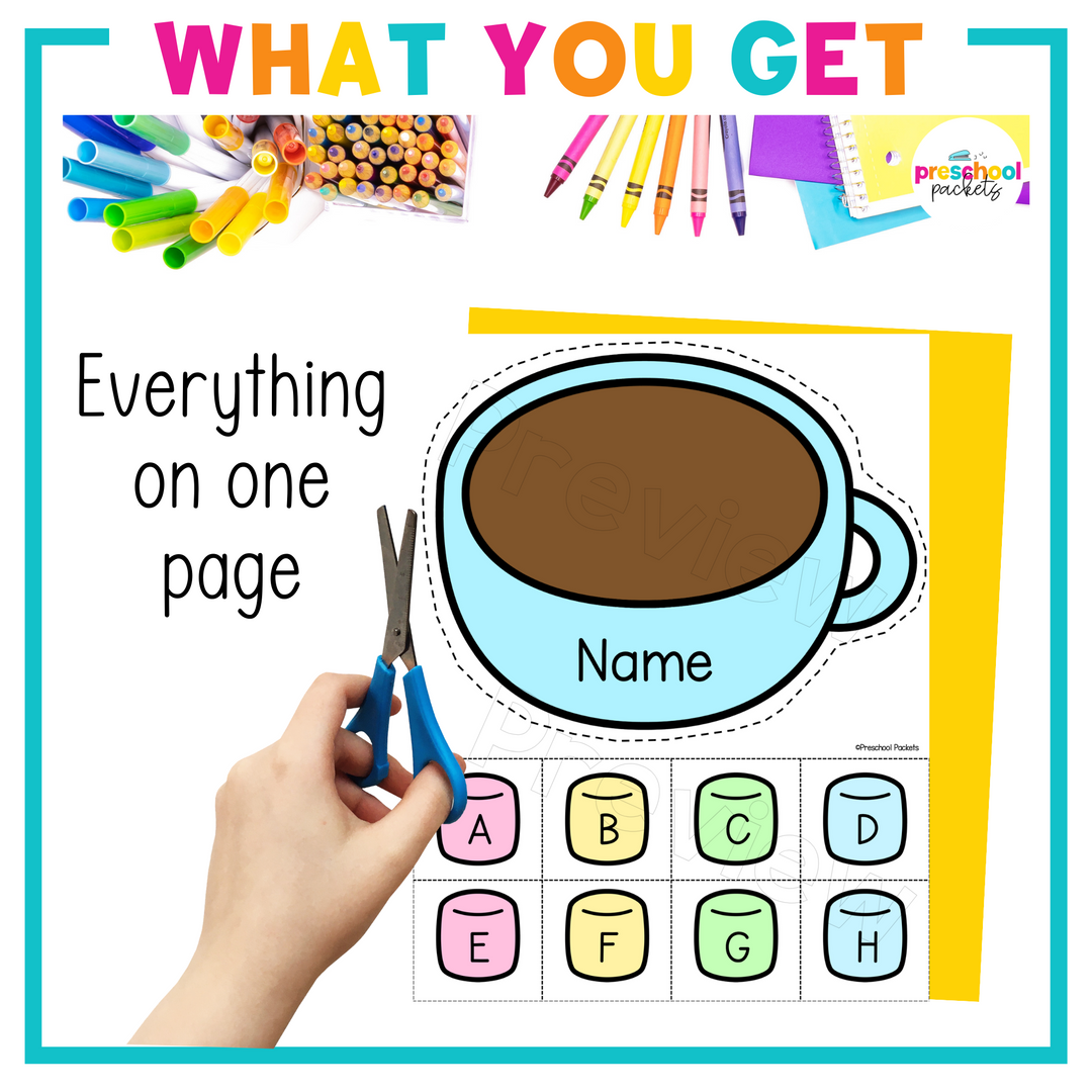 Hot Cocoa Name Craft Editable Winter Craft – Preschool Packets
