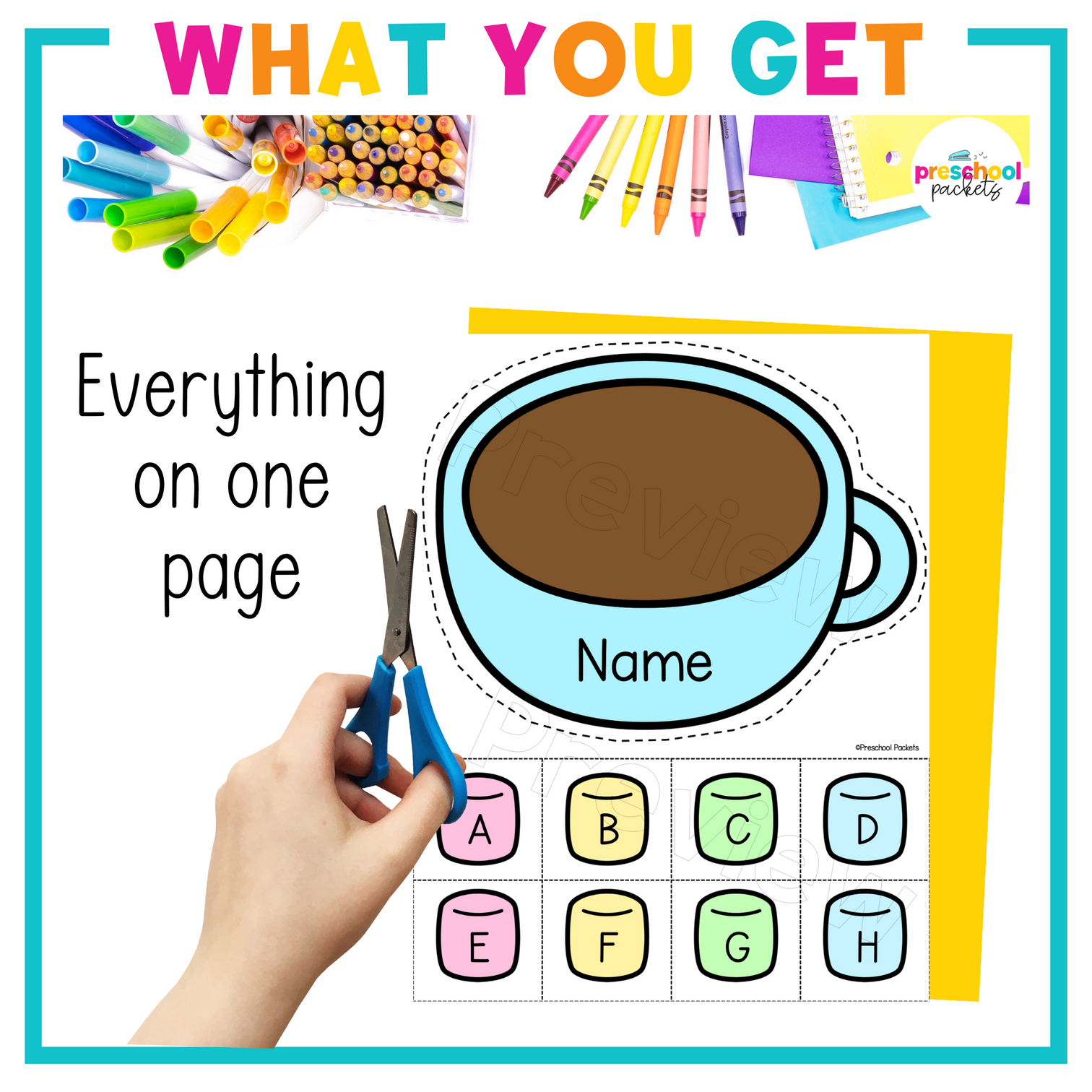Hot Cocoa Name Craft Editable Winter Craft – Preschool Packets