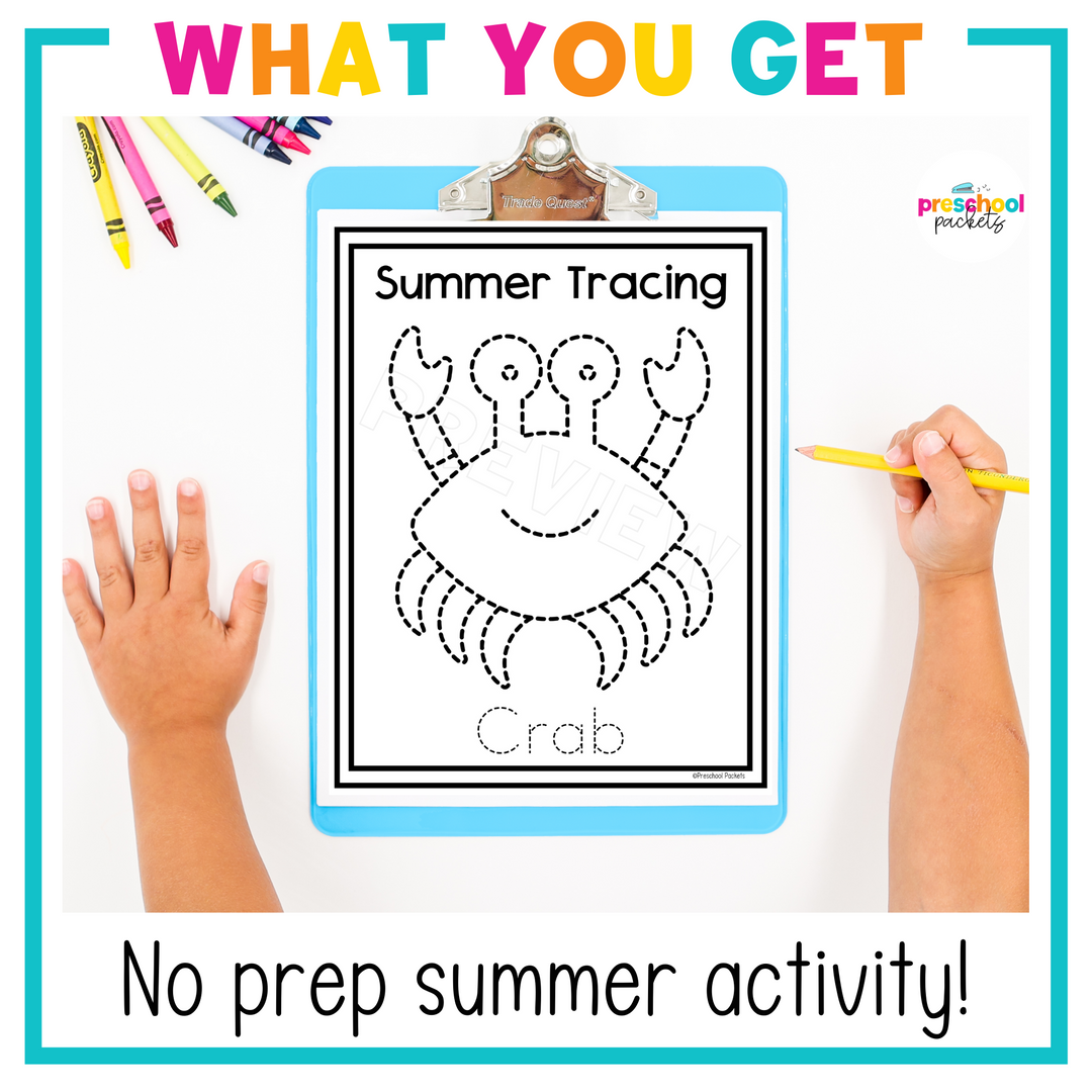 Summer Tracing Worksheets For Preschool, PreK and Kindergarten ...