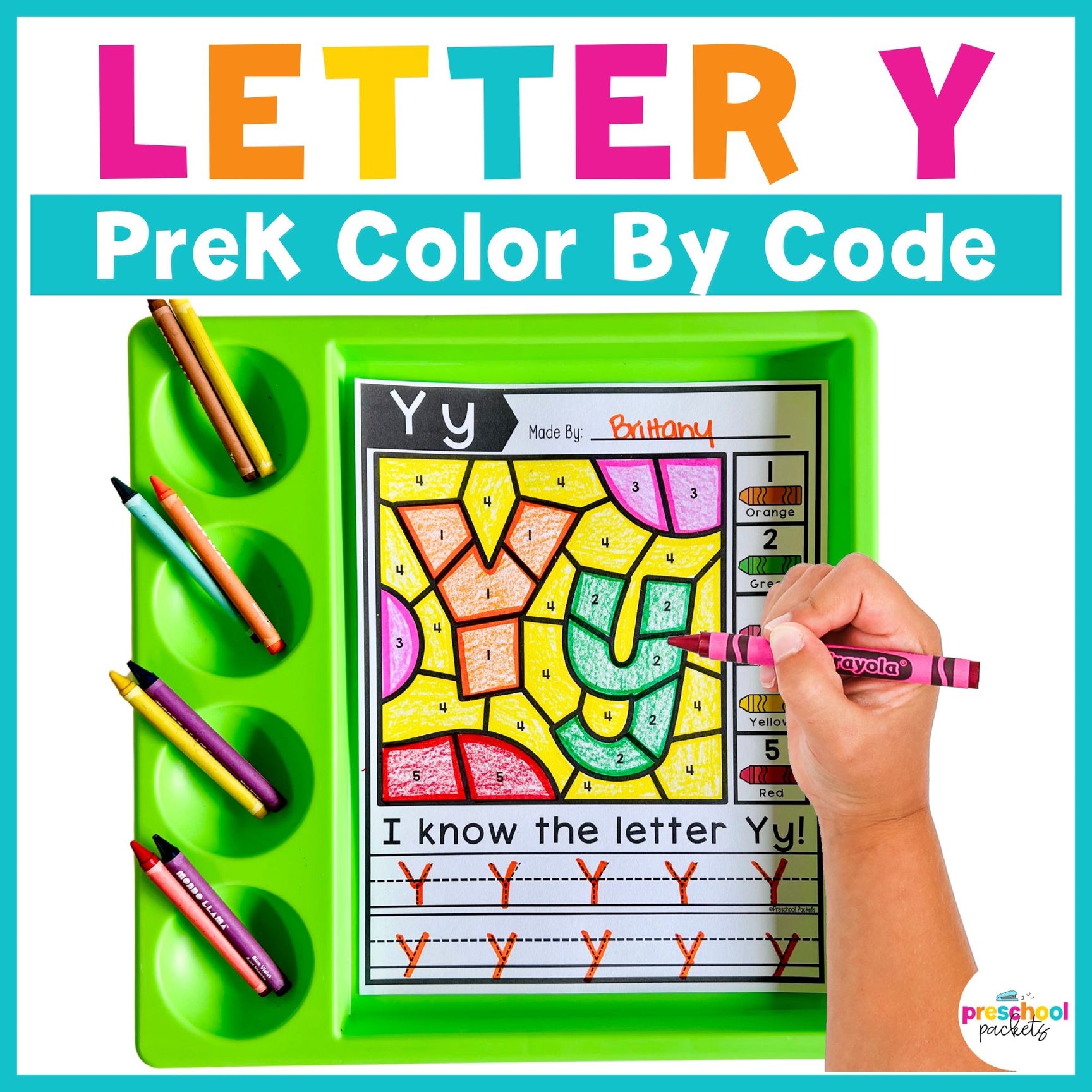 Alphabet Color By Code for Preschool - Letter Y – Preschool Packets