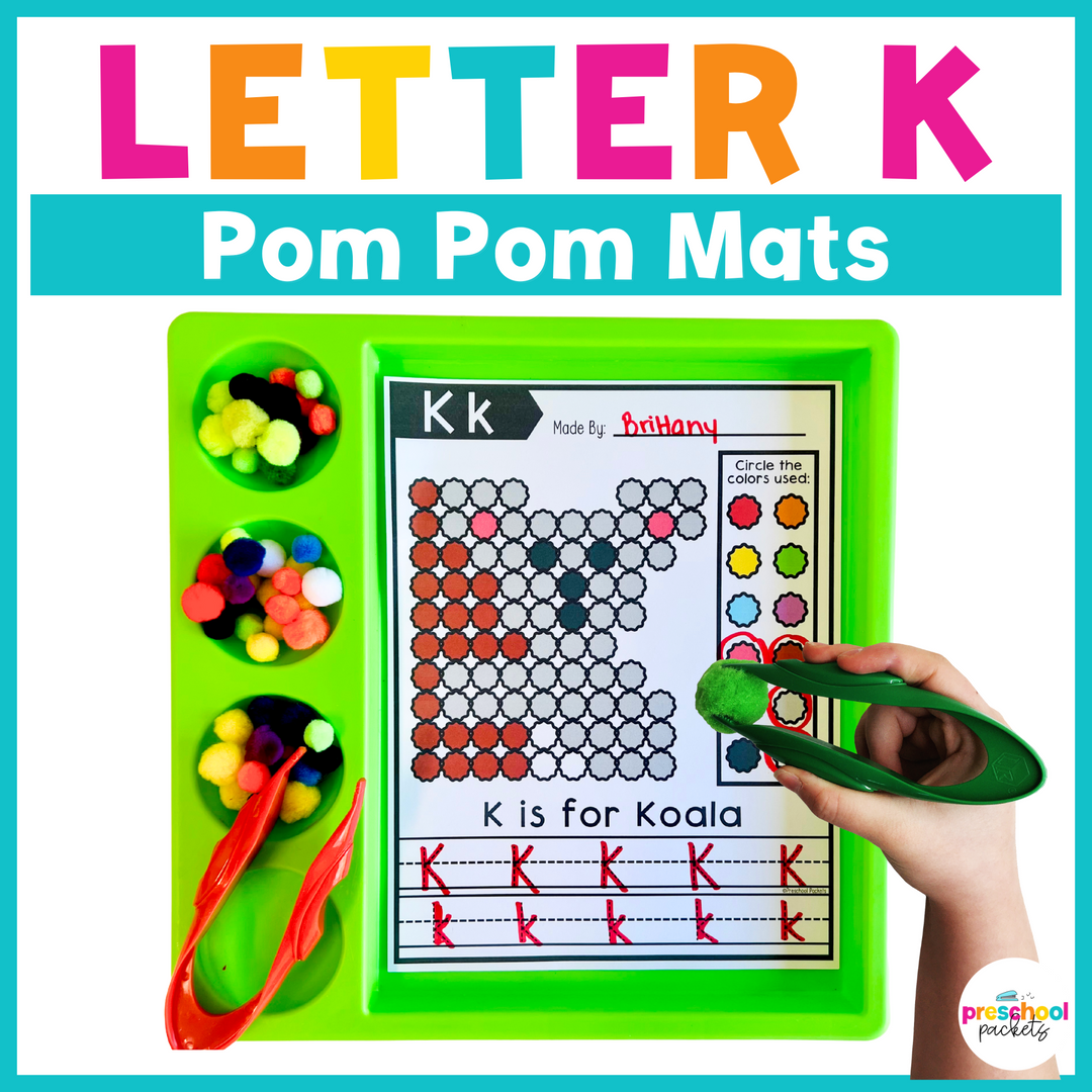 Preschool Pom Pom Fine Motor Mats – Letter K Activity Pack – Preschool ...