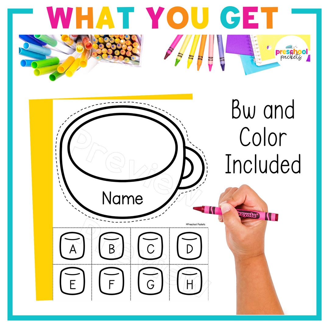 Hot Cocoa Name Craft Editable Winter Craft – Preschool Packets