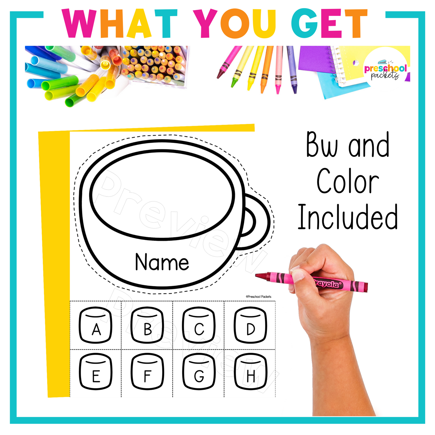 Hot Cocoa Name Craft Editable Winter Craft – Preschool Packets