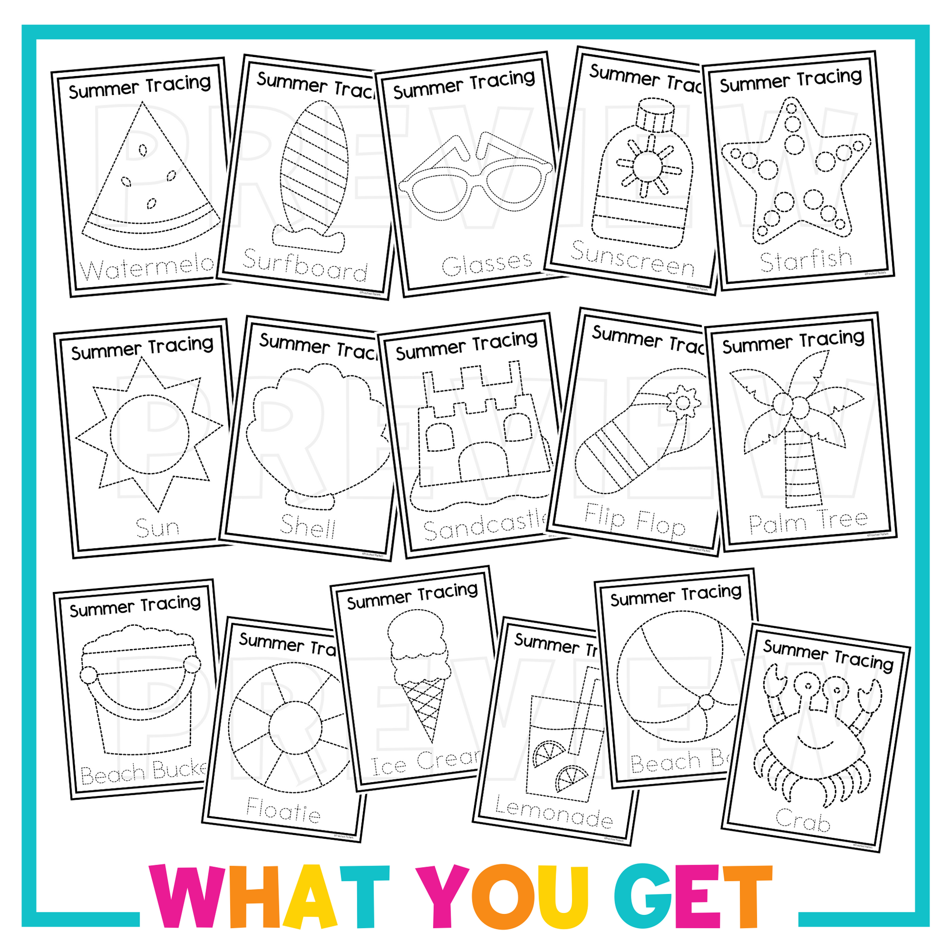 Summer Tracing Worksheets For Preschool, PreK and Kindergarten ...