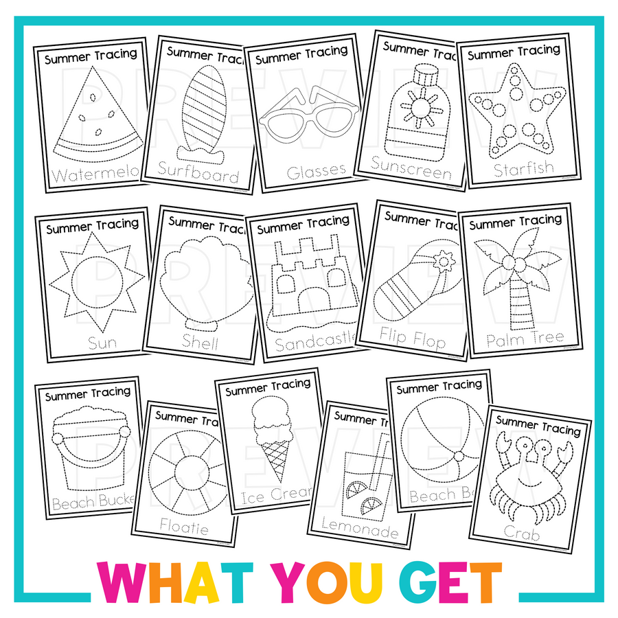 Summer Tracing Worksheets For Preschool, PreK and Kindergarten ...