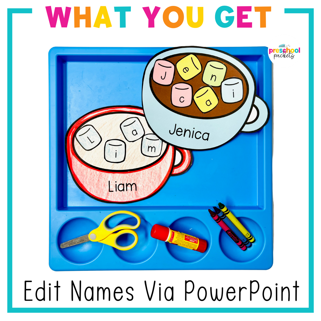 Hot Cocoa Name Craft Editable Winter Craft – Preschool Packets