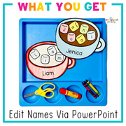 Hot Cocoa Name Craft Editable Winter Craft – Preschool Packets
