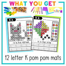 Preschool Pom Pom Fine Motor Mats – Letter K Activity Pack – Preschool ...