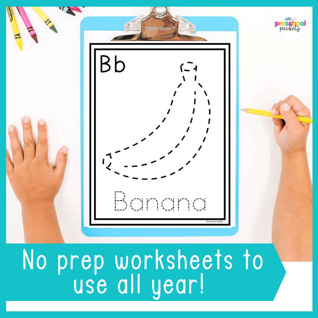 Alphabet Tracing Pictures No Prep A-Z worksheets – Preschool Packets